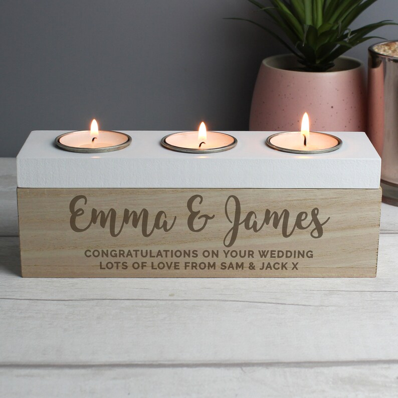 Personalised Married Couple Triple Tea Light Box Wedding | Etsy