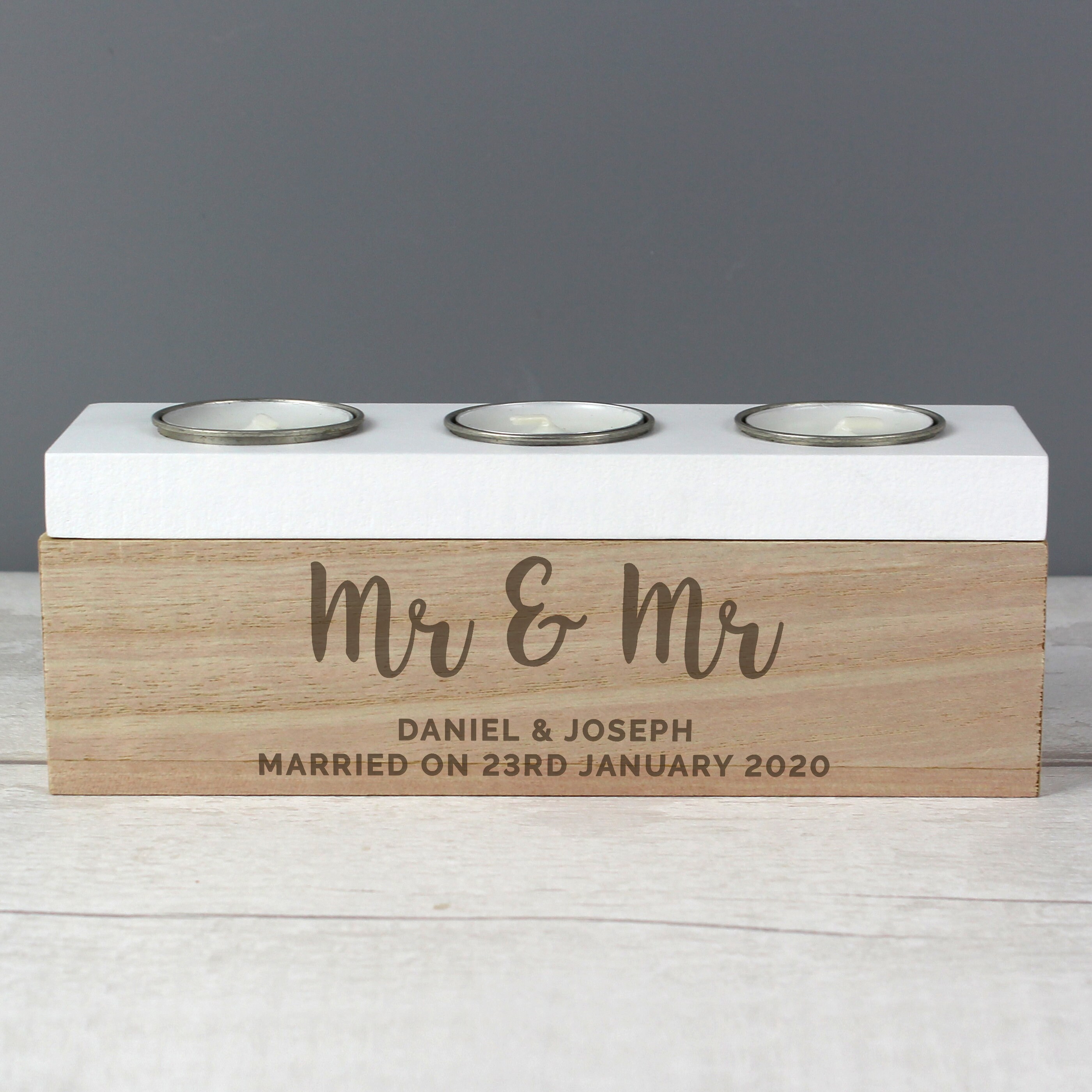 Personalised Married Couple Triple Tea Light Box Wedding | Etsy