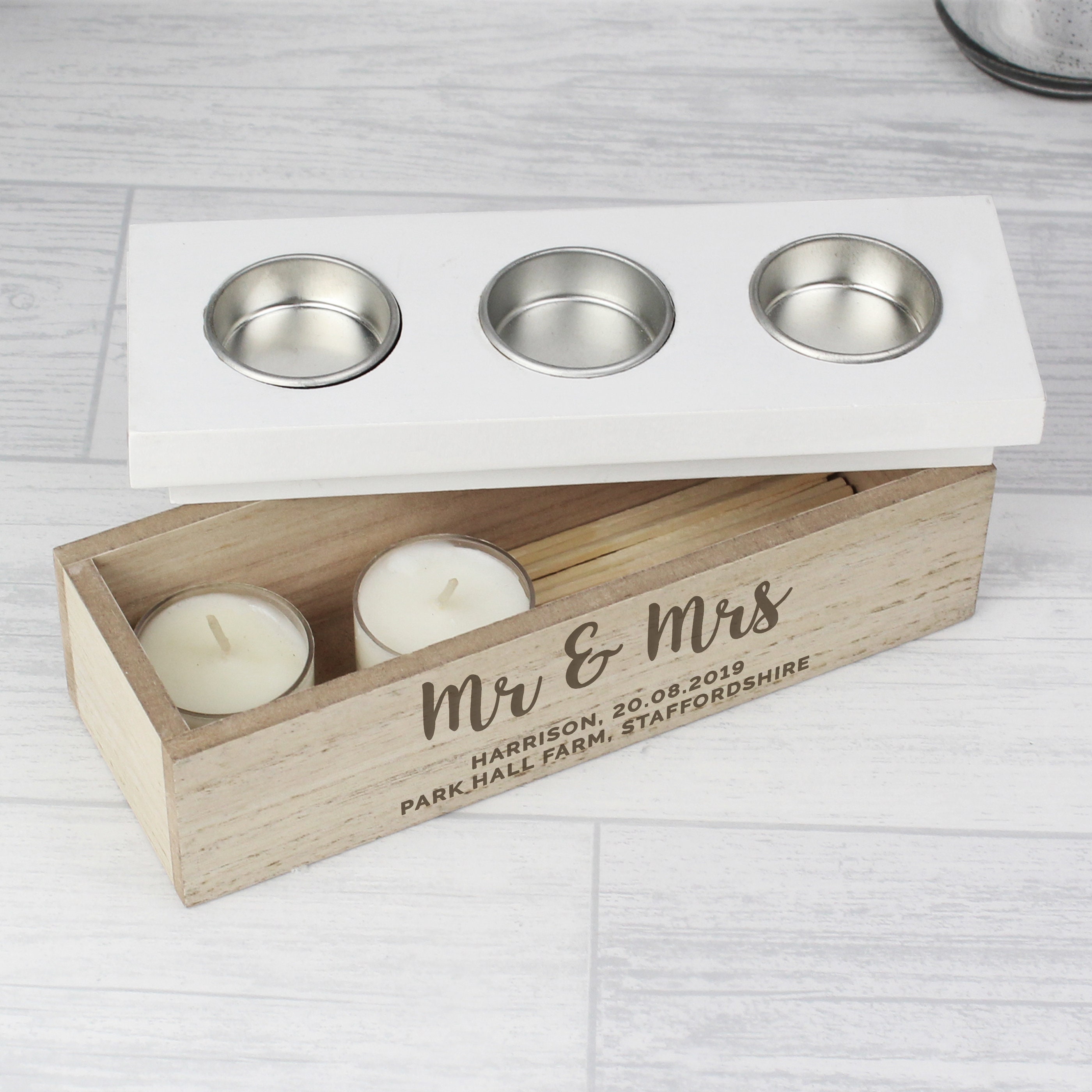 Personalised Married Couple Triple Tea Light Box Wedding | Etsy