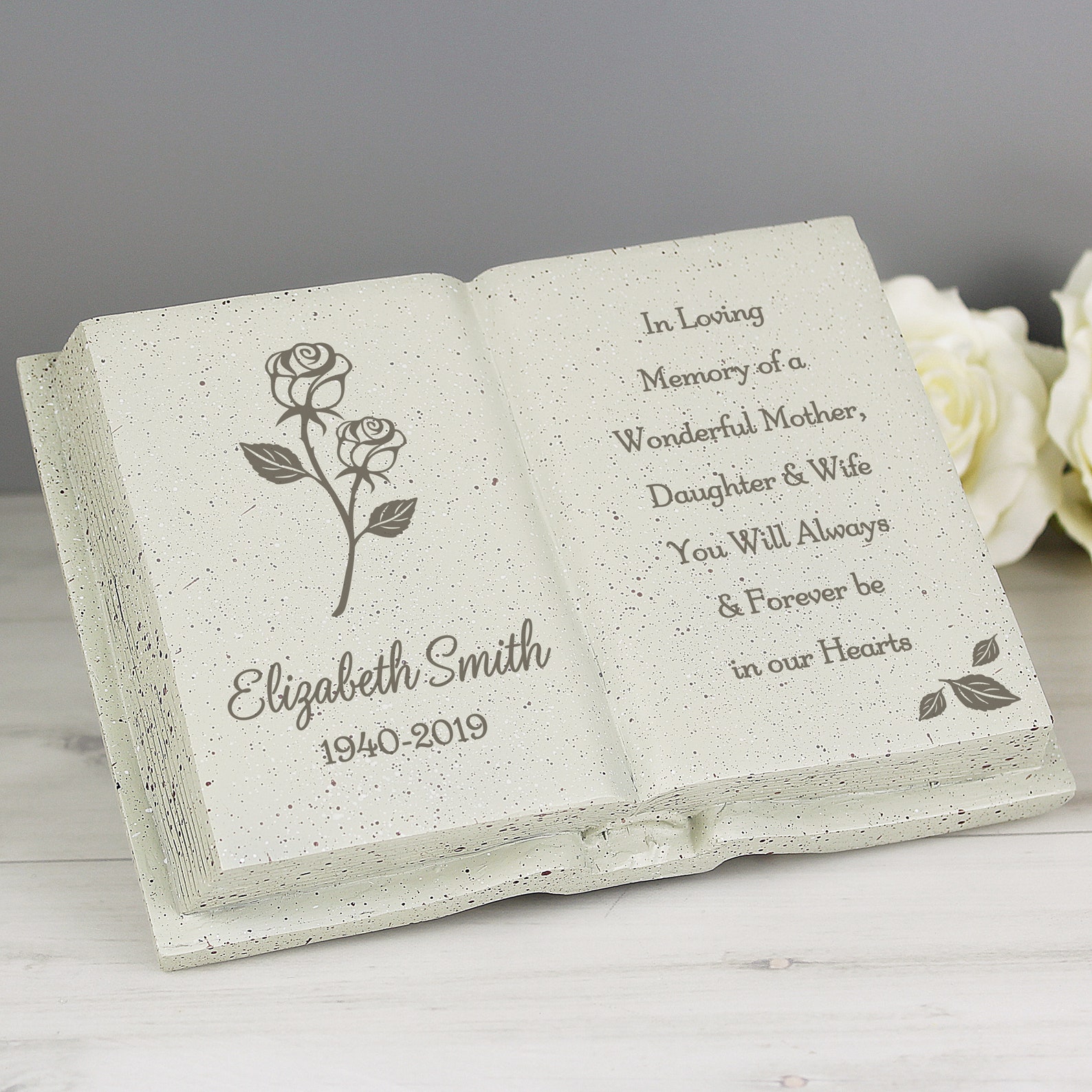 Personalised Memorial Book Rose Graveside Memorial - Etsy UK