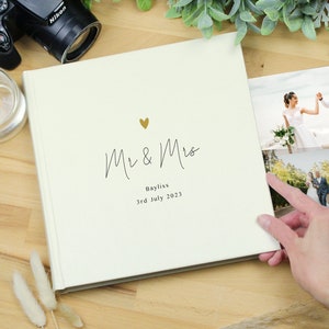 Personalised Gold Heart Couples Square Photo Album - Wedding ...