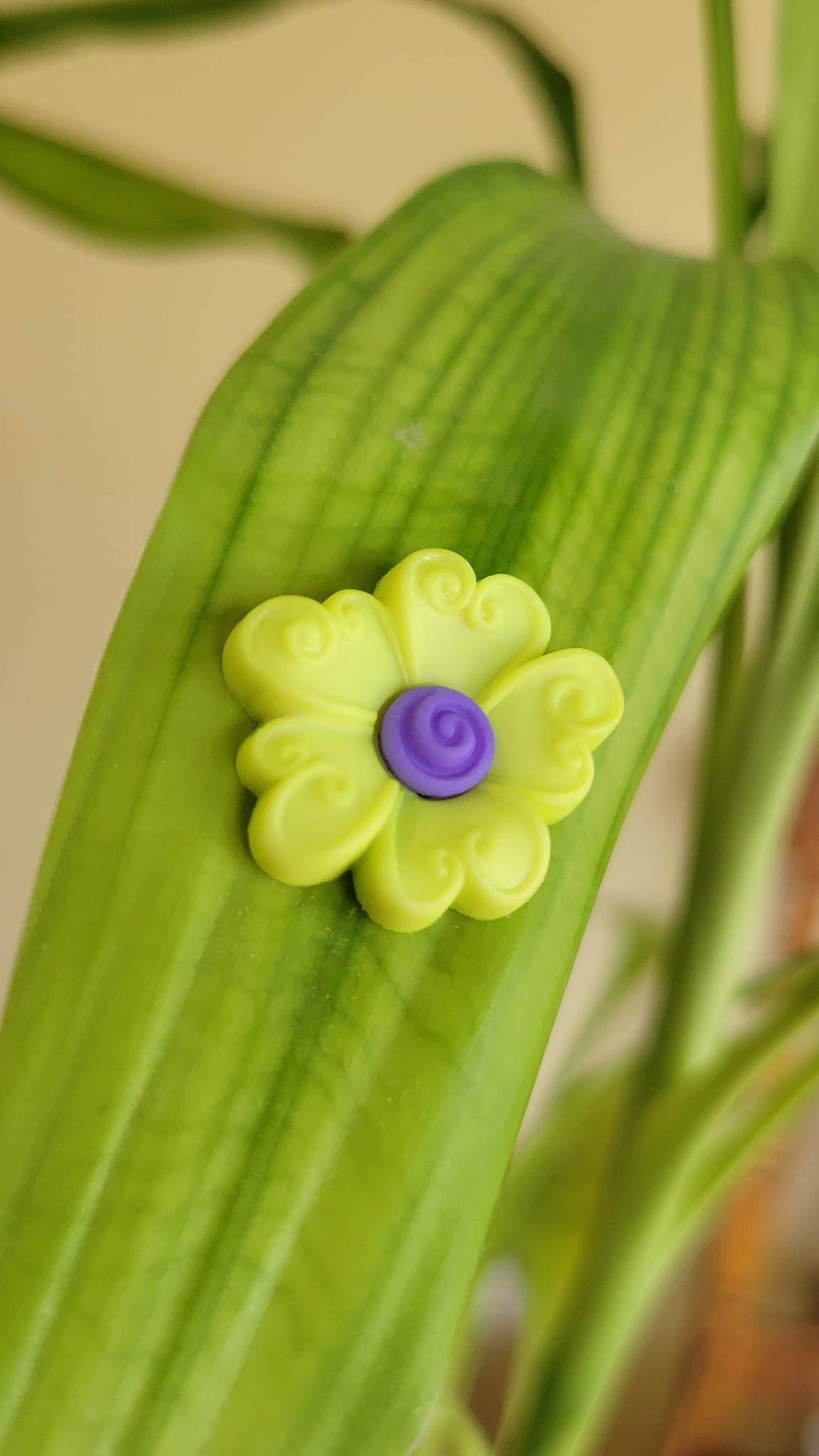 Magnetic Plant-safe Pins Resin Green and Purple Flower Leaf Magnet - Etsy