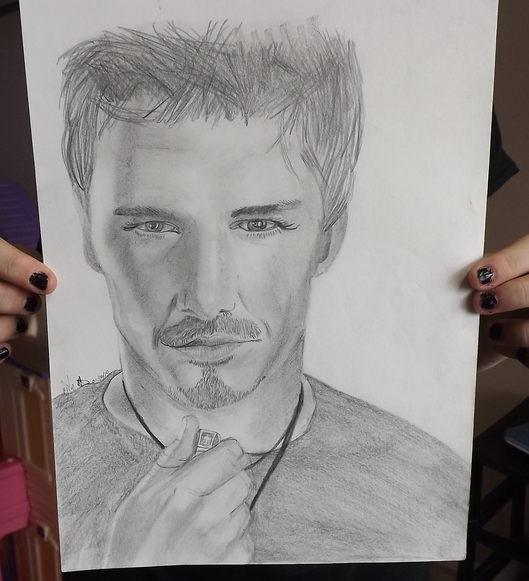 Beckham Original Art Pencil Drawing, David Wall Art Pencil Art Drawing ...