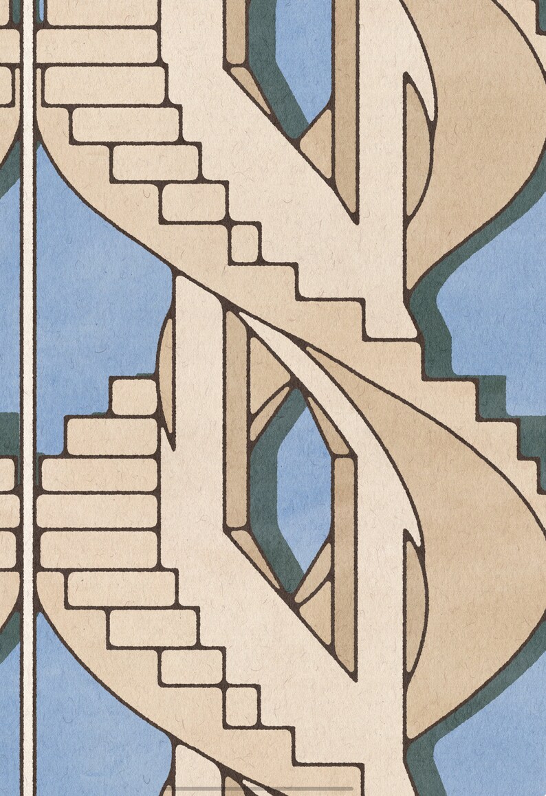 Stairs Print Spiral Staircase Architecture Surrealism Midcentury Modern ...