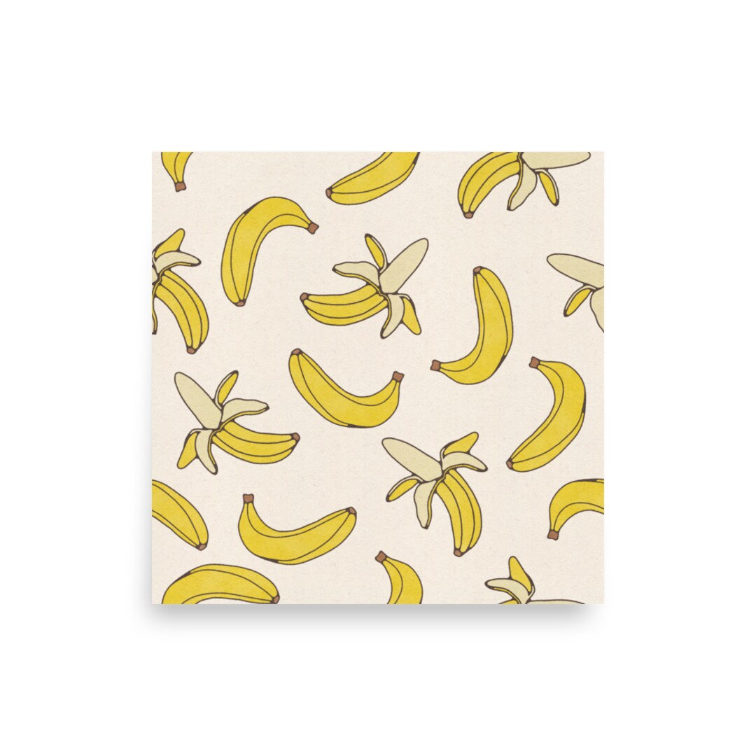 Bananas Poster Print Illustration Drawing Pattern Fruit Kitchen Summer ...