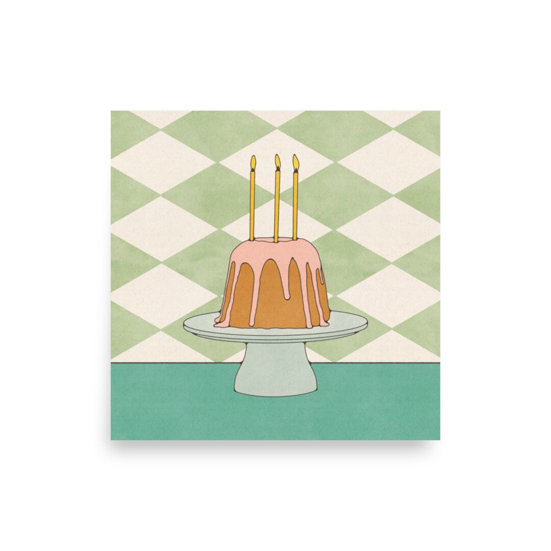 Glaze Poster Surrealism Cake Kitchen Illustration Baker Dessert ...