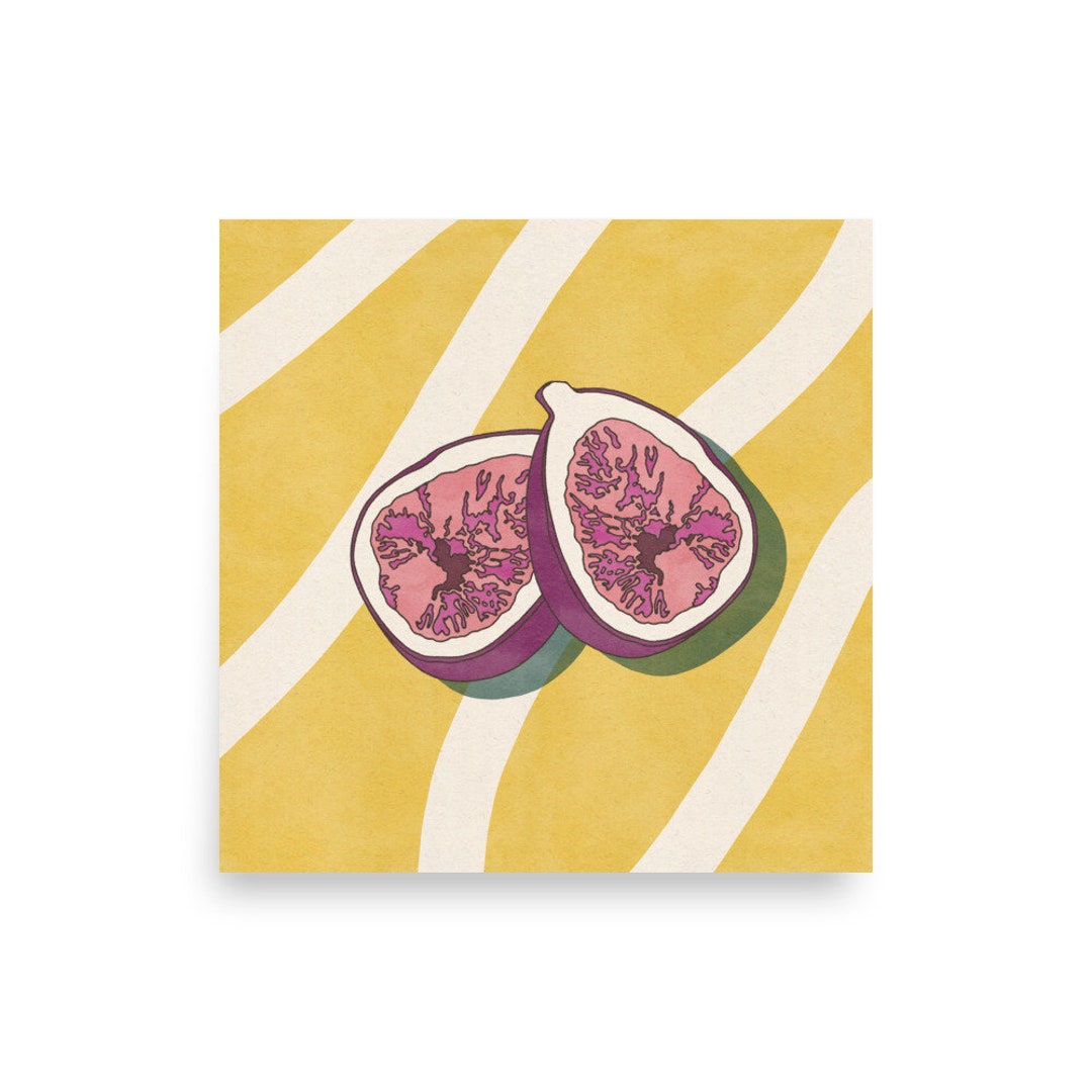 Fig Print Yellow Fruit Poster Tropical Boho Farmer's Market Pastel Pop ...