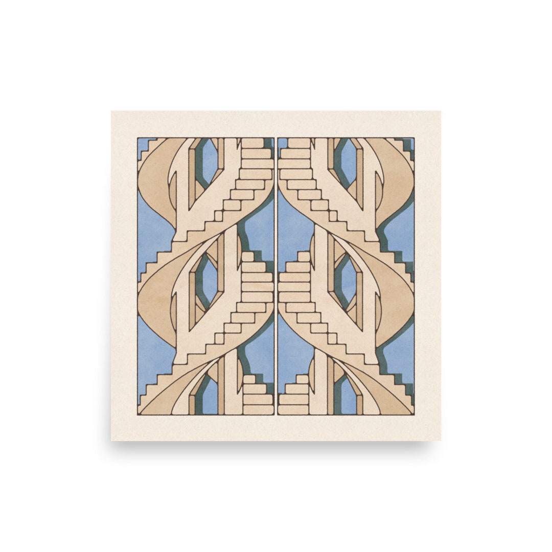 Stairs Print Spiral Staircase Architecture Surrealism Midcentury Modern ...