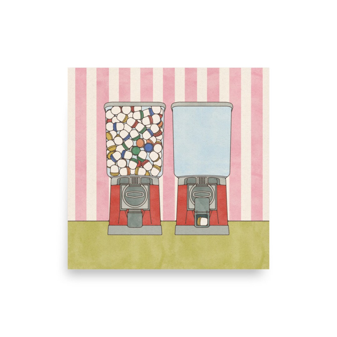 Retro Quarter Machine Print Poster Game American Cute Illustration ...