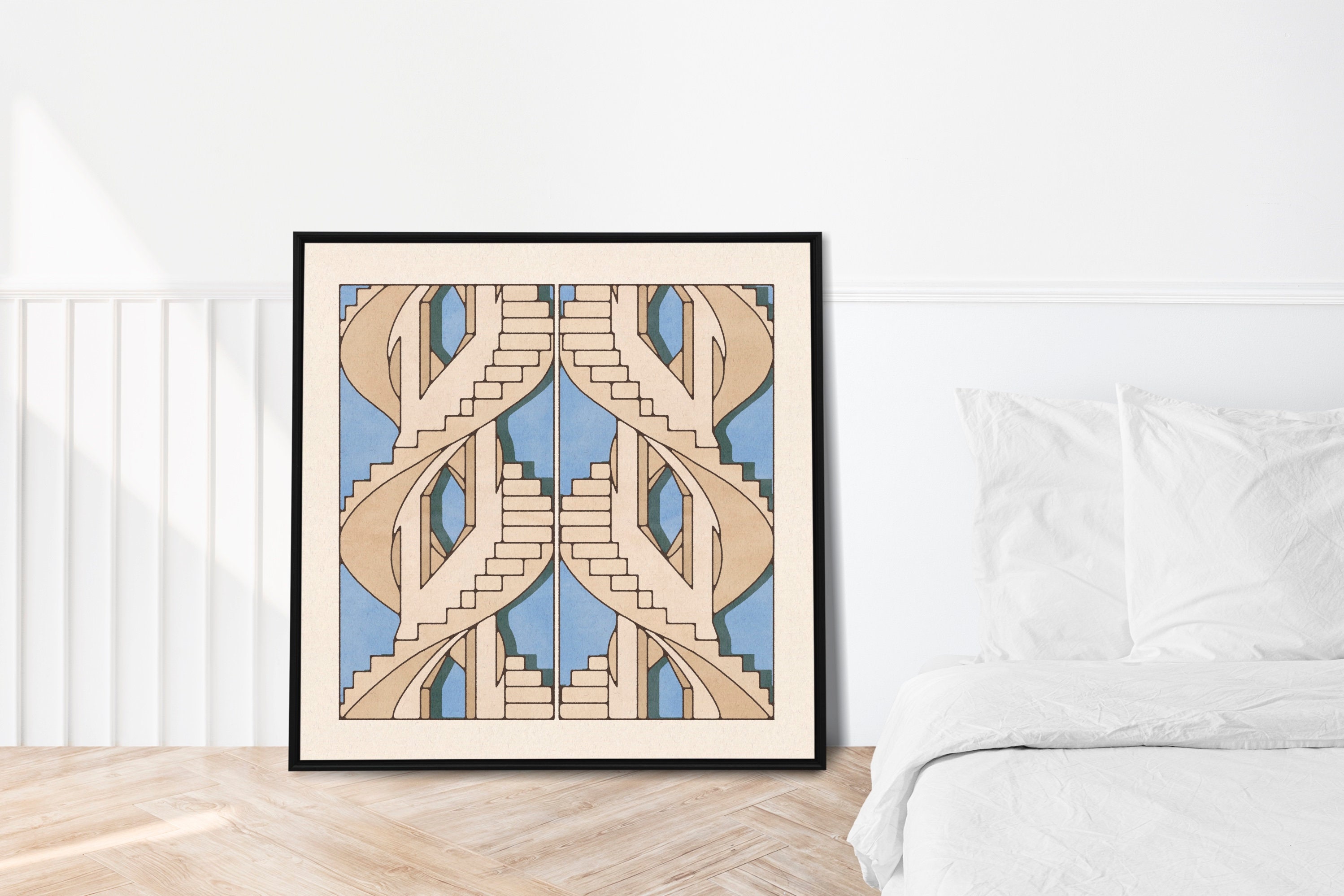 Stairs Print Spiral Staircase Architecture Surrealism Midcentury Modern ...