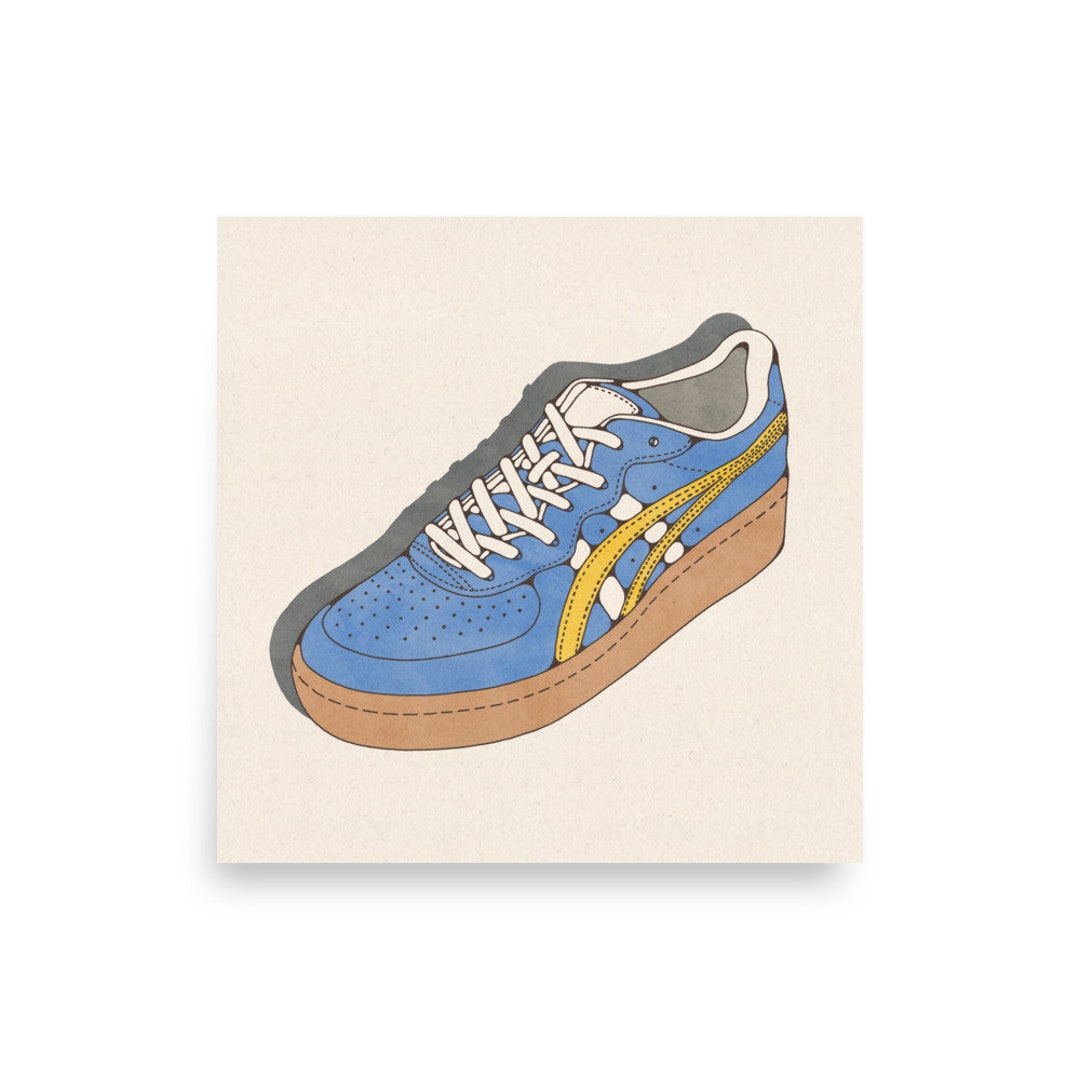 Sneaker Head Print Asics Illustration Vintage Retro Watercolor Nike ...