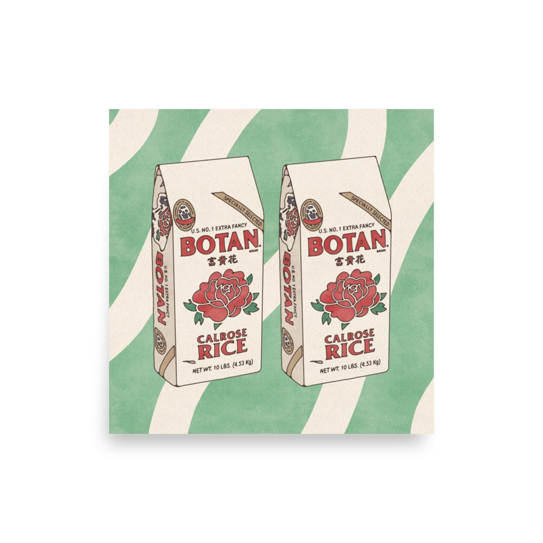 Botan Rice Poster Print Retro Asian American Cute Foodie Illustration ...