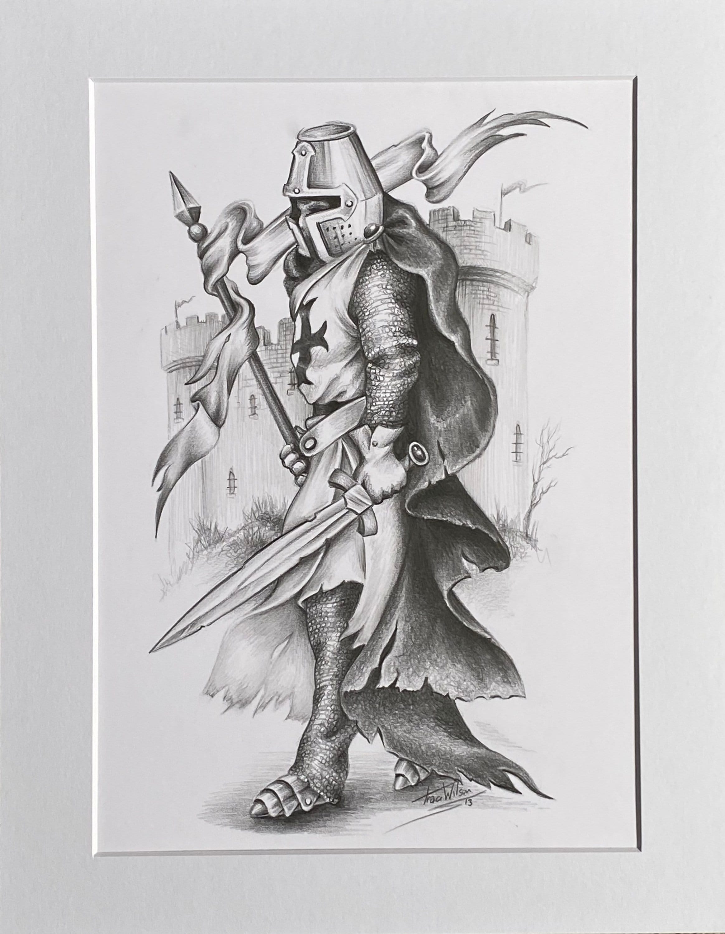 Knight pencil drawing One off original artwork knights | Etsy