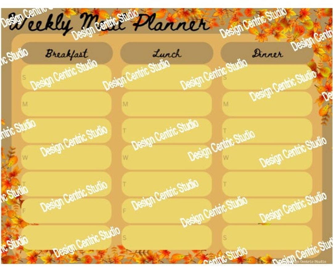 Printable Fall Weekly Meal Digital Planning Page - Etsy