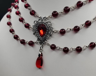 Gothic Necklace, Red Necklace, Gothic Choker, Victorian Gothic Necklace ...