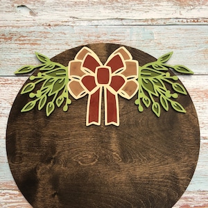 Bow and Leaves SVG, Digital Download, Bow and Greenery, Round Sign ...