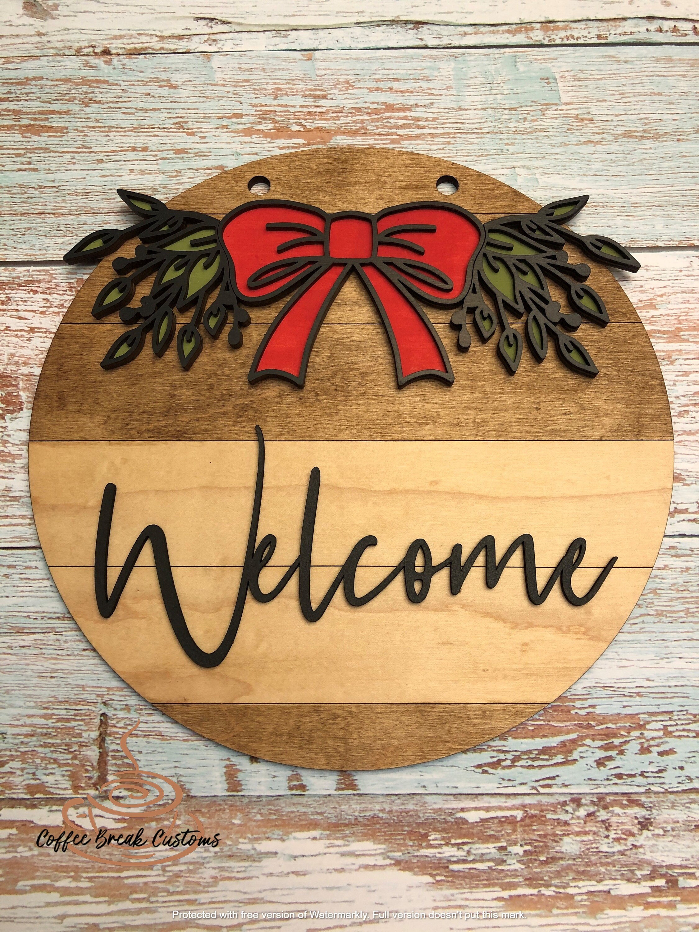 Bow and Leaves SVG, Digital Download, Bow and Greenery, Round Sign ...