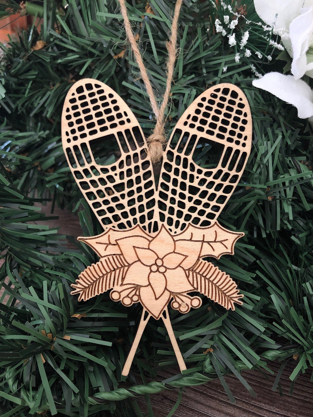 Floral Snowshoes Ornament Digital Cut File, Snowshoes Ornament SVG ...