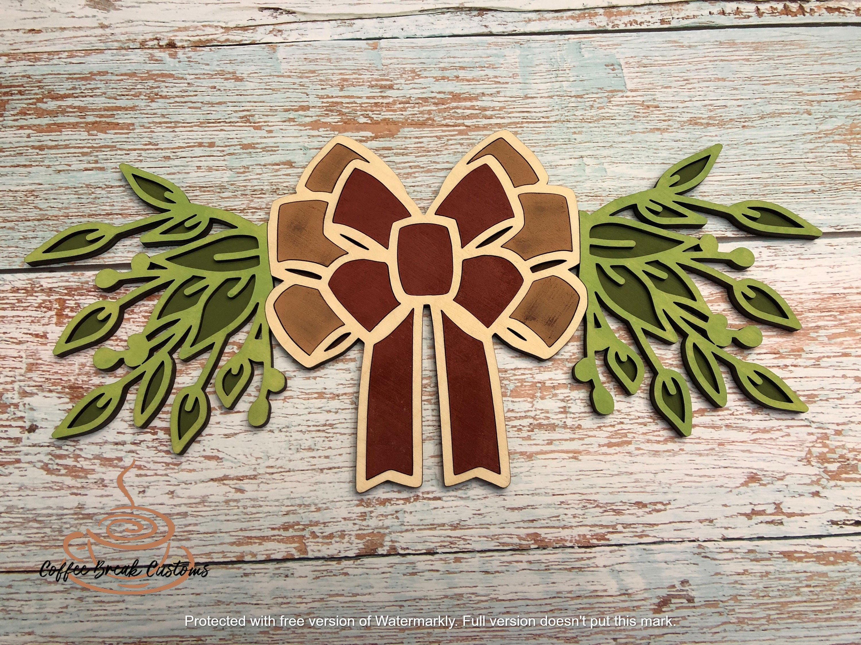 Bow and Leaves SVG, Digital Download, Bow and Greenery, Round Sign ...