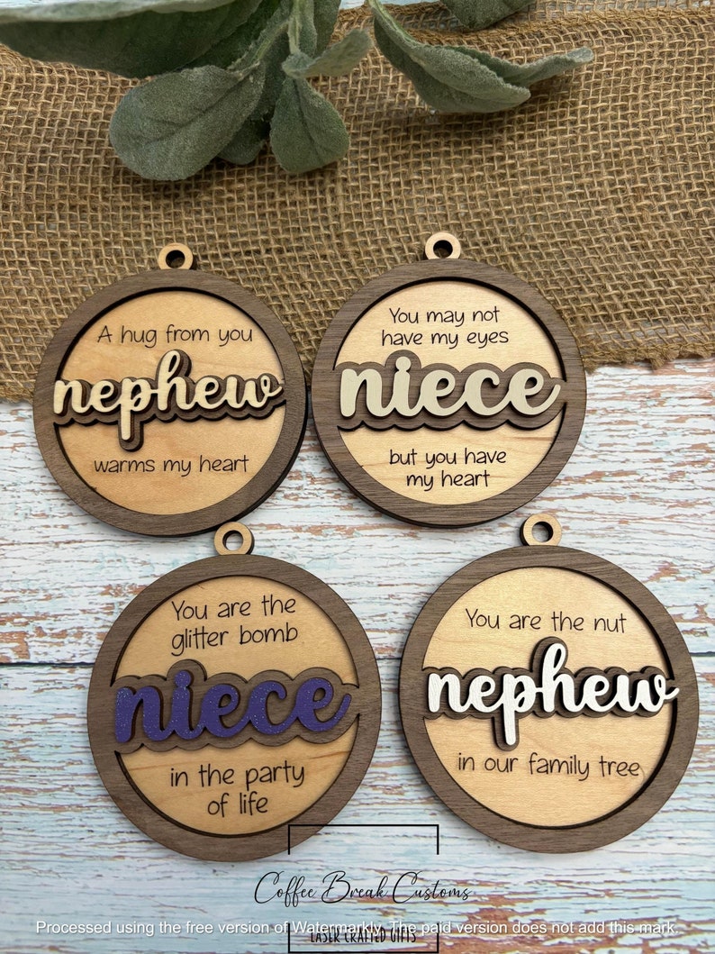 Funny or Sweet Niece and Nephew Ornament SVG, Digital Cut File ...
