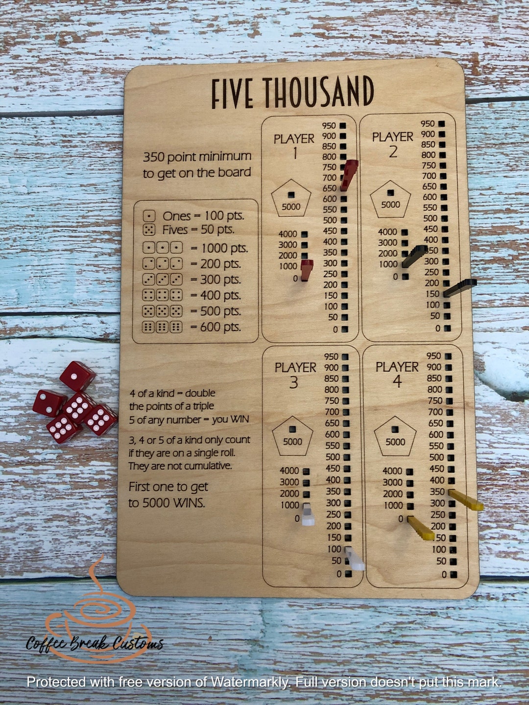 Archivo digital Five Thousand Board Game, juego listo para Glowforge ...