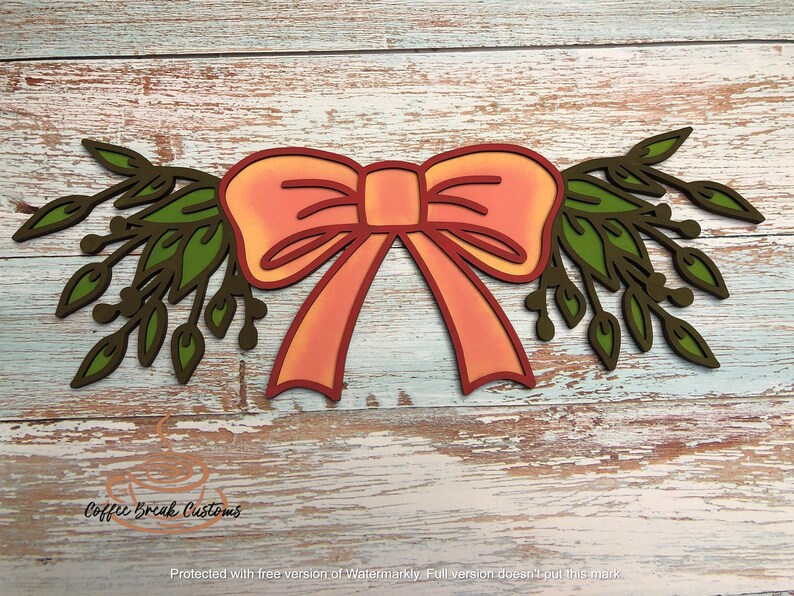 Bow and Leaves SVG, Digital Download, Bow and Greenery, Round Sign ...