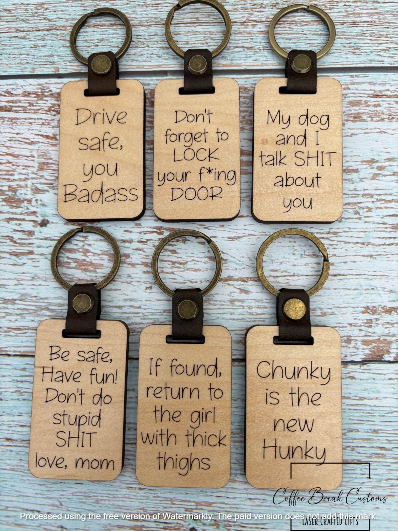 Leather and Wood Keychain SVG, Funny Keychain SVG, Snarky Keychain ...