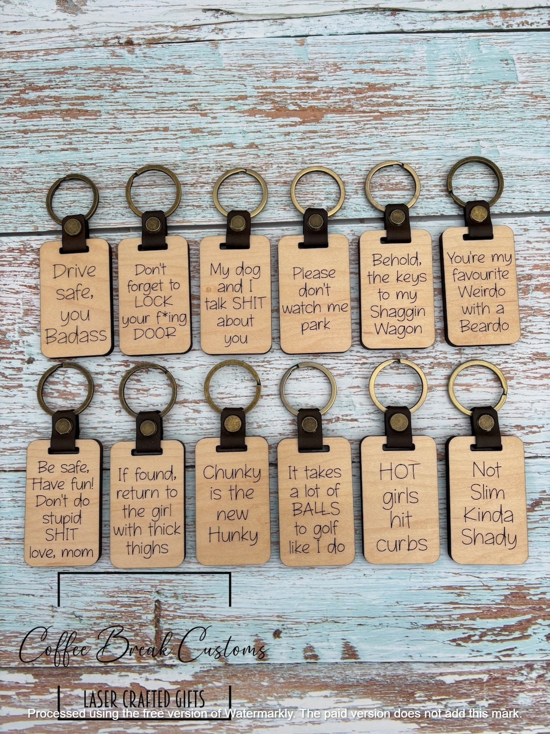 Leather and Wood Keychain SVG, Funny Keychain SVG, Snarky Keychain ...