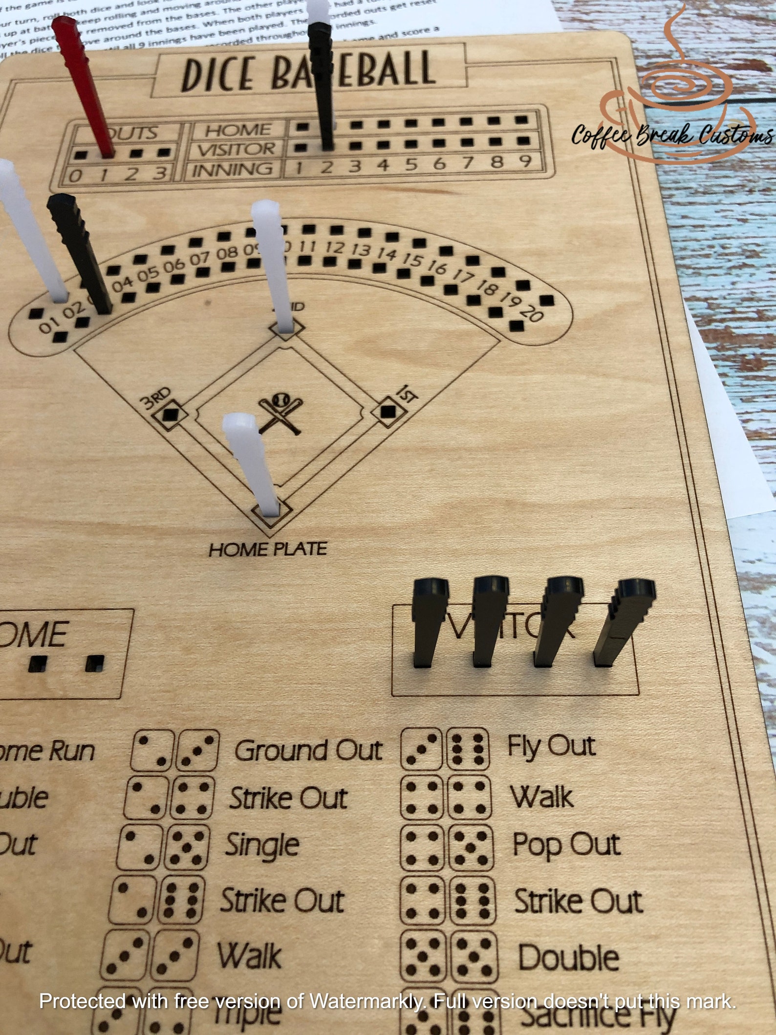 Dice Baseball Board Game Digital File Glowforge Ready Game - Etsy Canada