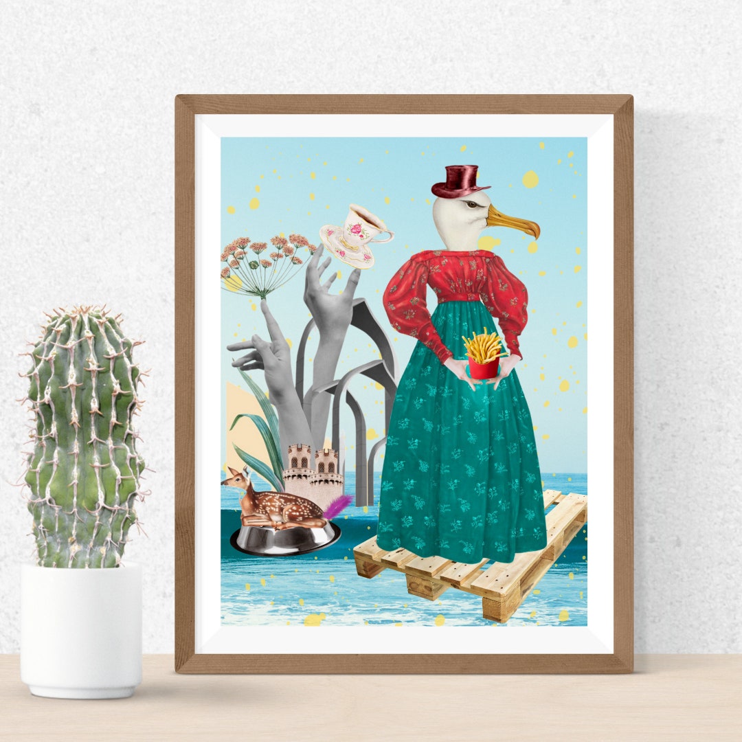 Weird Animal Art Bird Poster Funky Animal Art Poster Preppy Wall Art ...