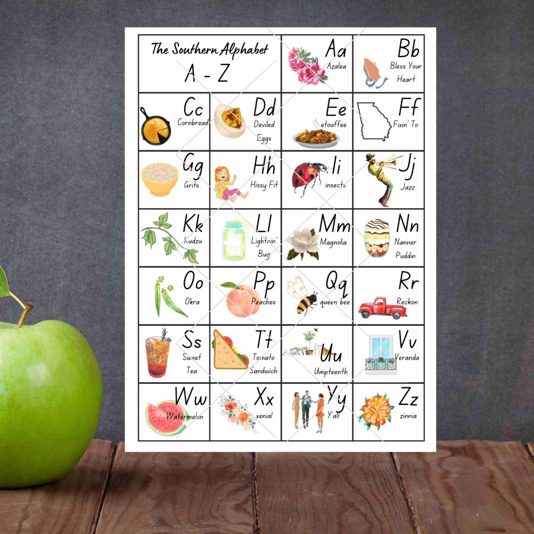 Southern Alphabet Poster Nursery Alphabet Print Simply Southern All ...
