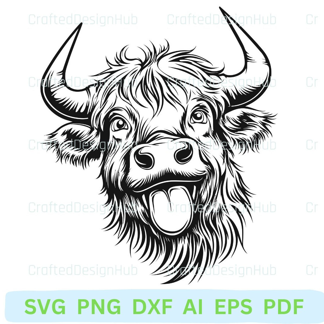 Highland Cow Svg Png Digital Download Funny Highland Cow DXF Eps Pdf ...