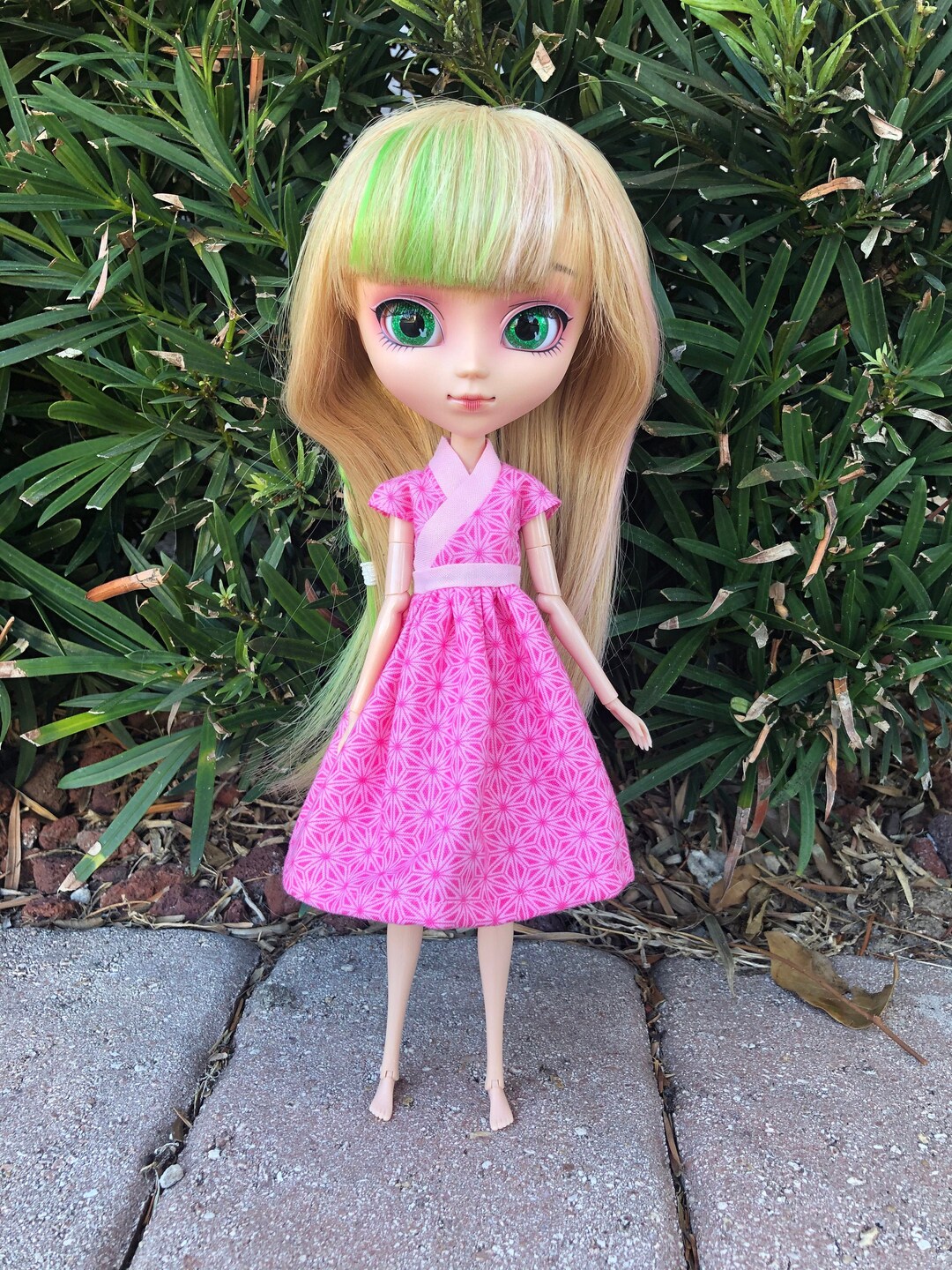 Pullip Doll Dress Clothing Obitsu (pink Hemp Leaf) - Etsy