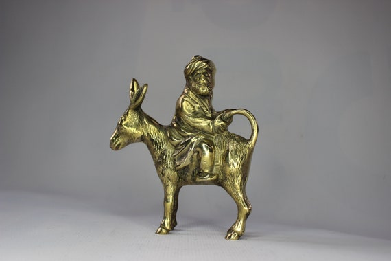 Man Riding Donkey Backwards Statue Donkey Statue Brass - Etsy