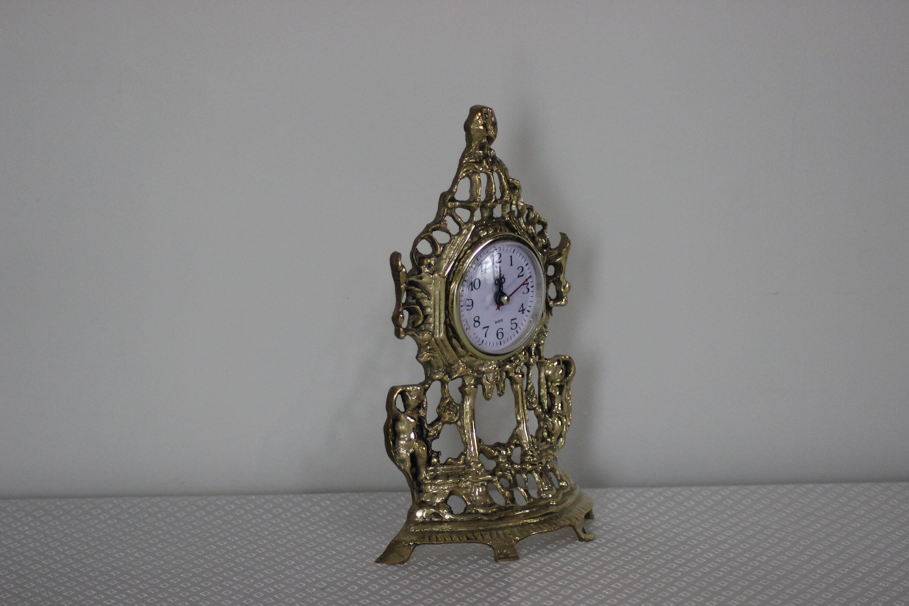 Brass Clock Clock Vintage Clock Table Decorations Clocks | Etsy