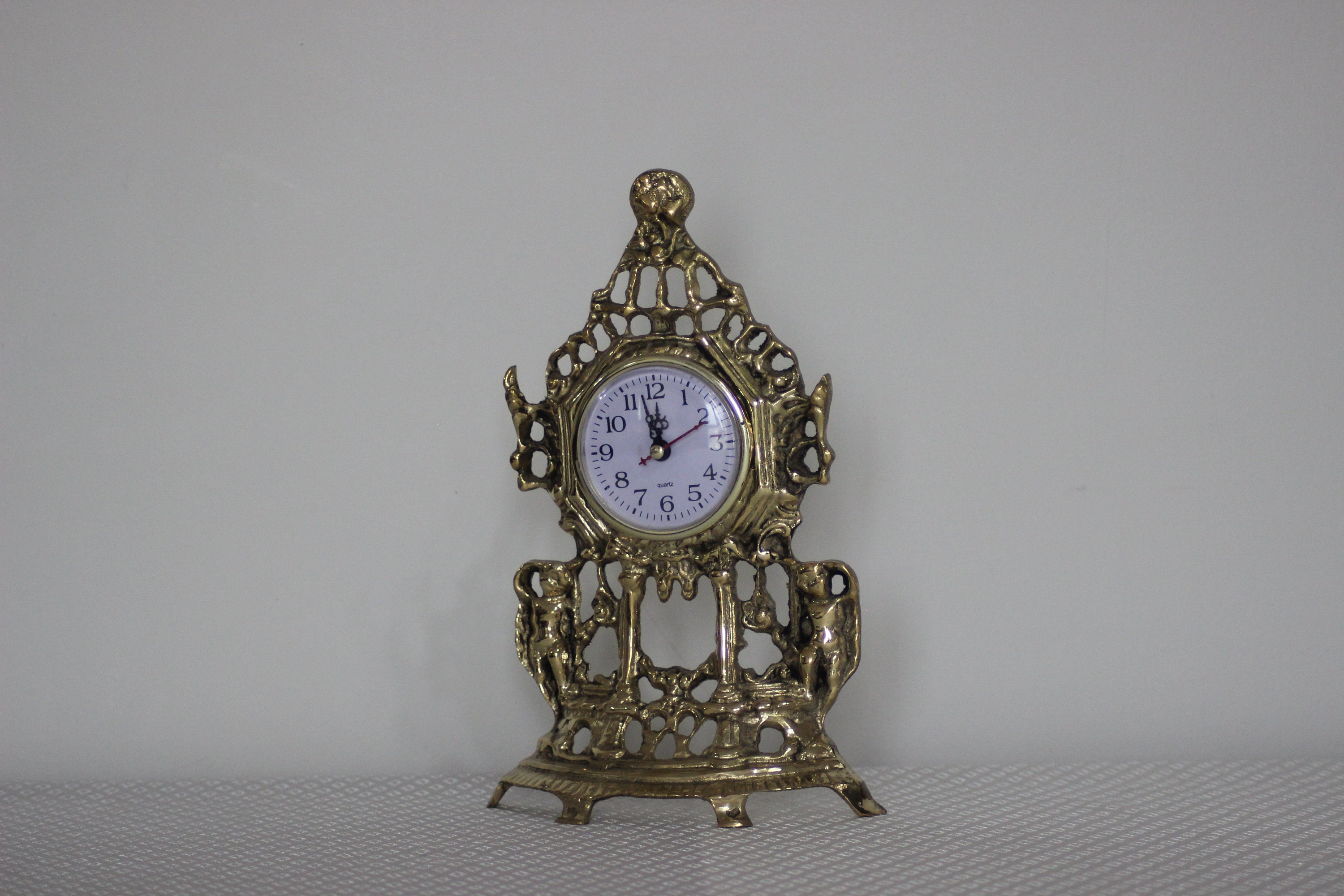 Brass Clock Clock Vintage Clock Table Decorations Clocks | Etsy