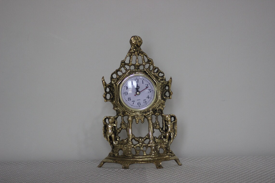 Brass Clock Clock Vintage Clock Table Decorations Clocks - Etsy