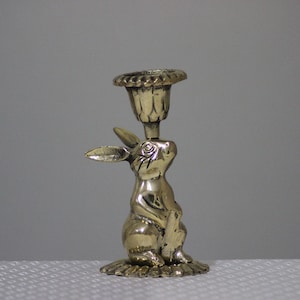 Rabbit Candle Holder, Christmas Gift, Vintage, Brass Casting, Handmade ...