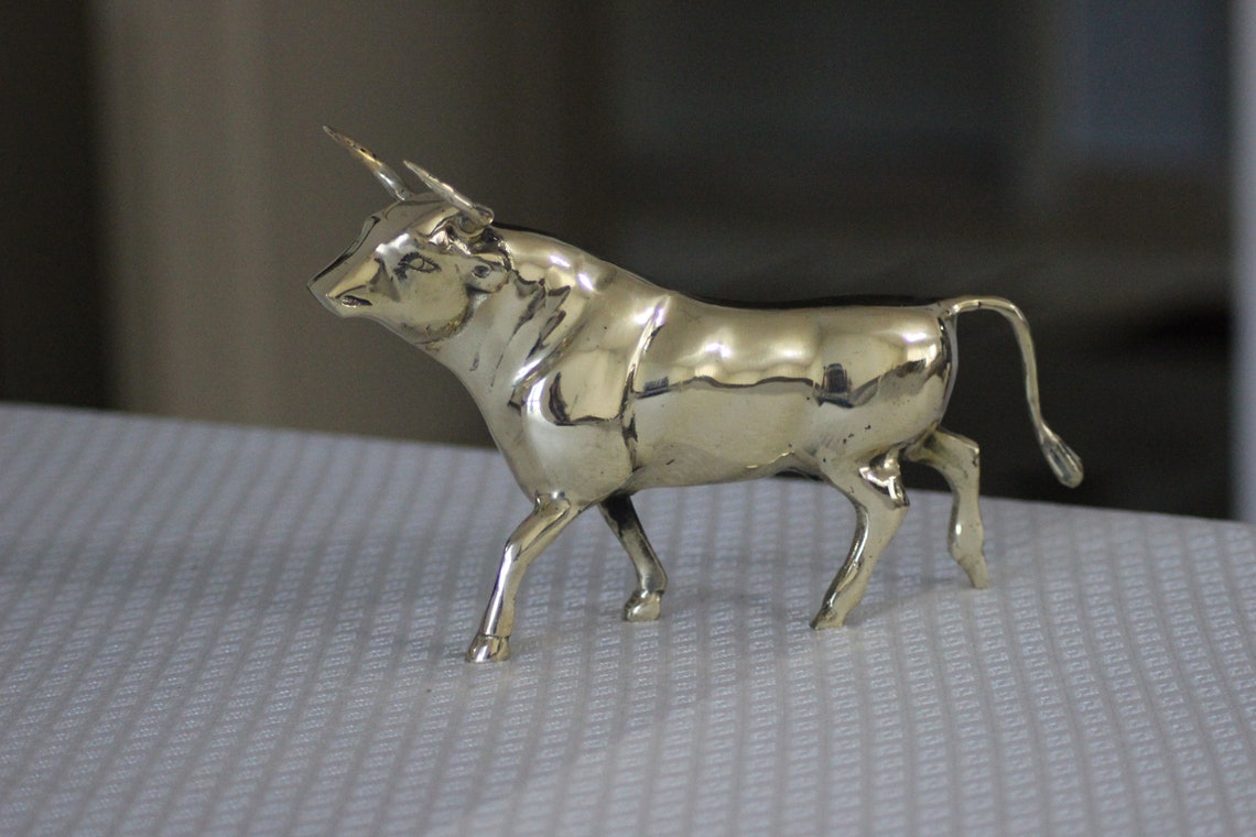 Gold Bull Wall Street Bull Statue Bull Sculpture Table | Etsy