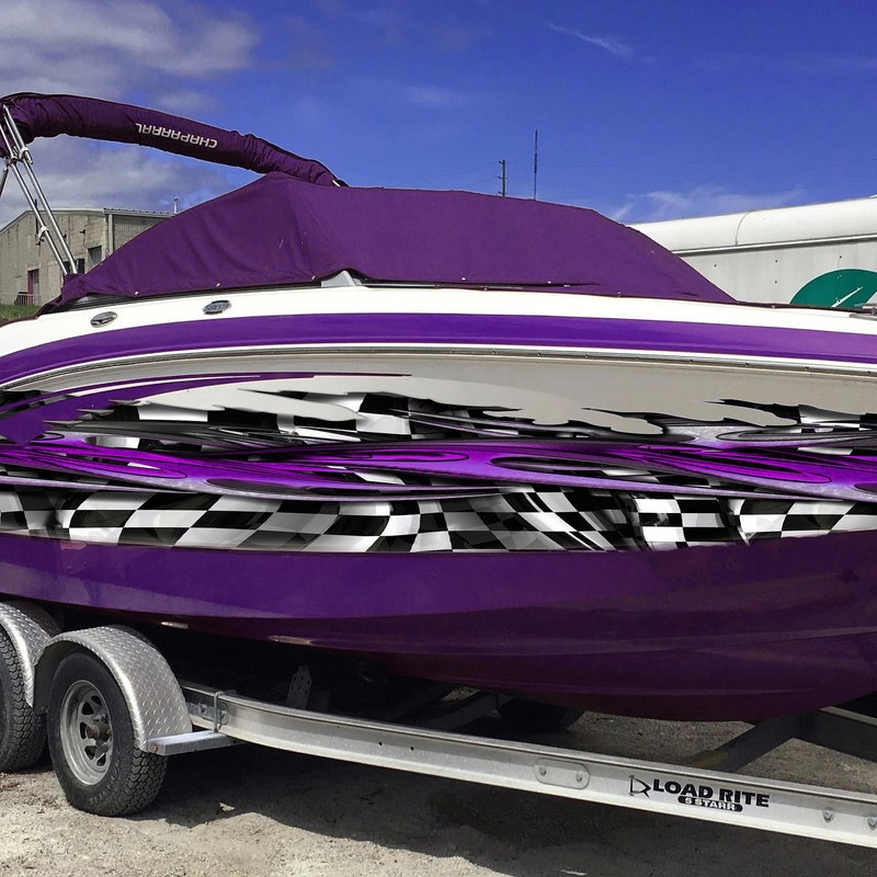 Checkered Boat Decal - Etsy