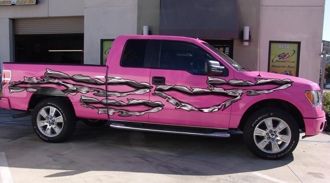 Ripped Metal Car Graphics: Full Color Vinyl Sticker - Etsy
