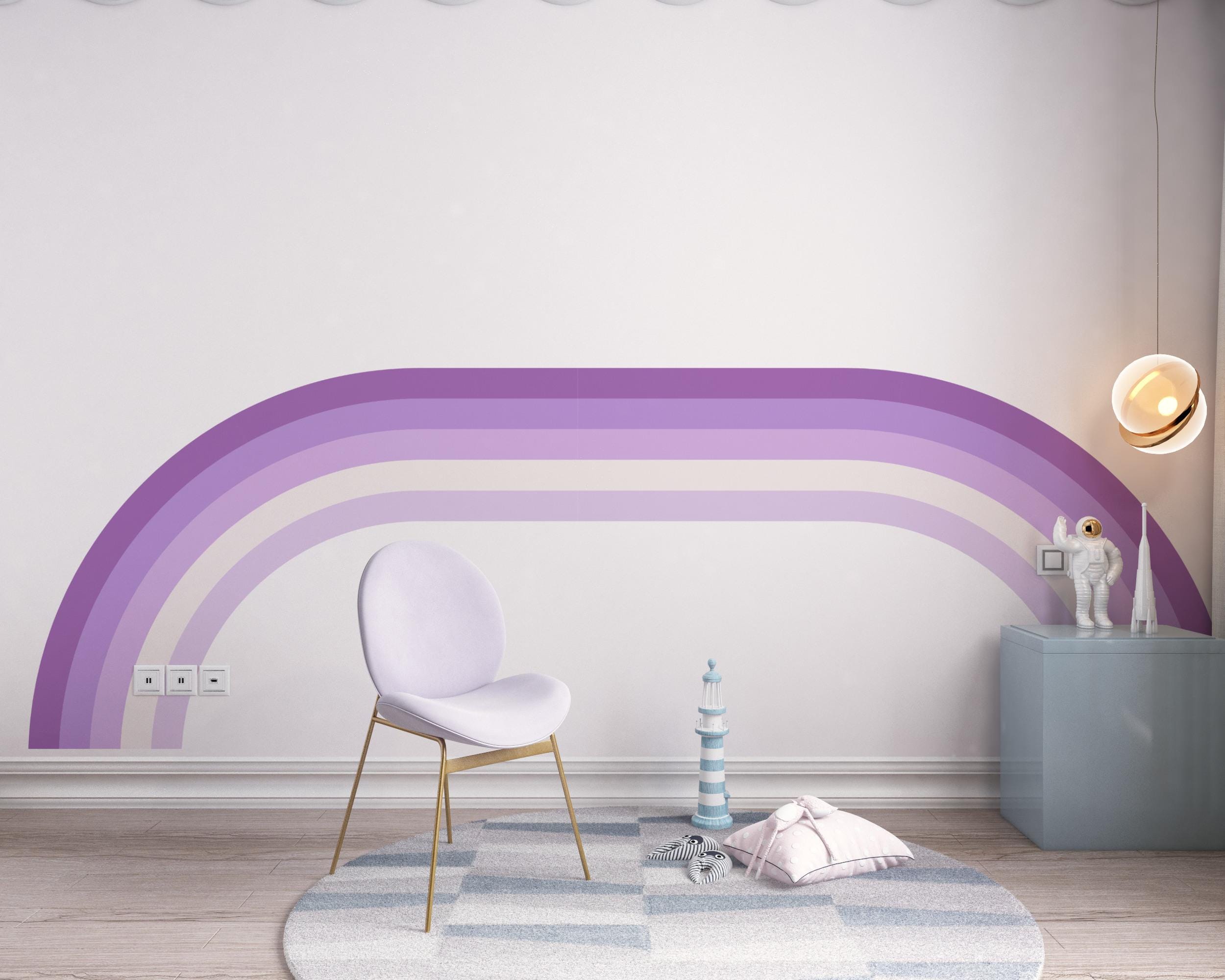 Rainbow Stripes Wall Mural Large Wall Decal Living Room Earthy Tones ...