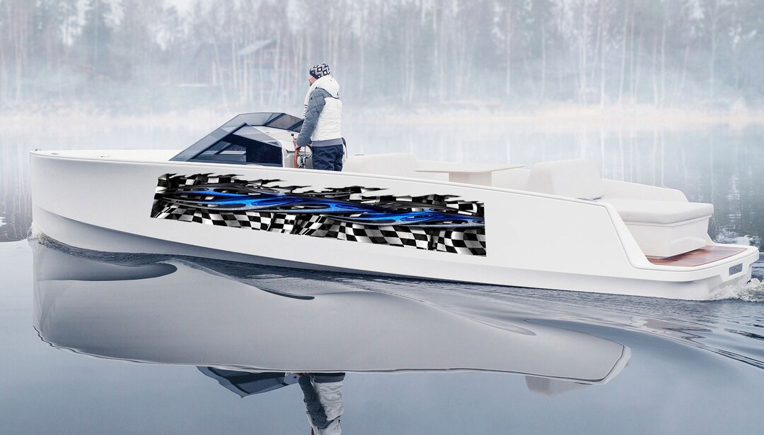 Yacht Design Waterproof Vinyl Stickers Watercraft Racing Checkered Flag ...