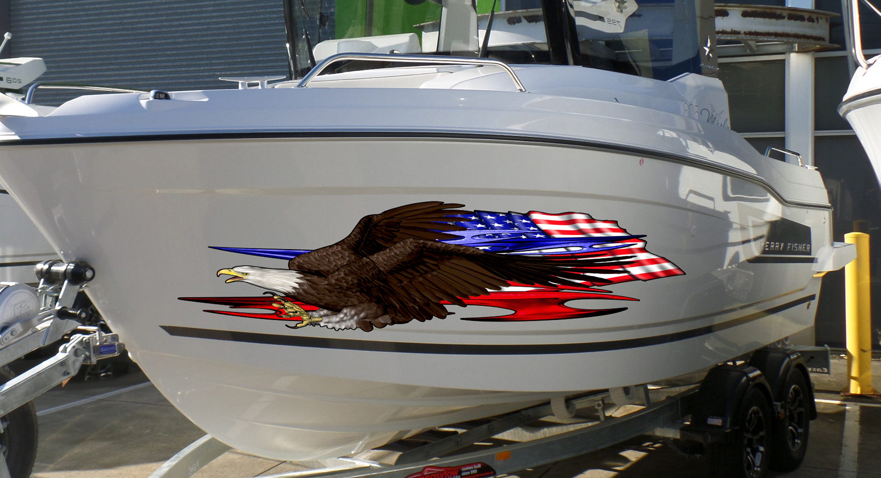 USA Flag Boat Wrap Ripped Metal 3D Bald Eagle Watercraft - Etsy