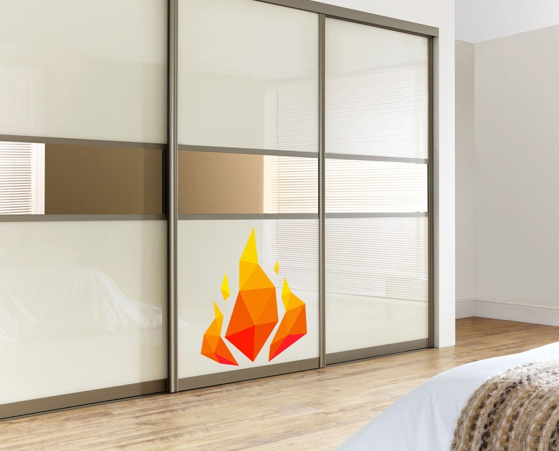 Fire Wall Art Low Poly Decor Flame Decals Car Window Polygonal - Etsy