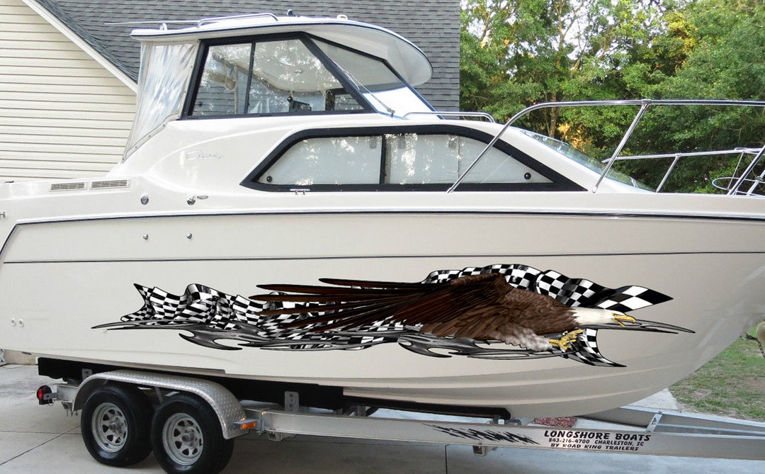 Checkered Flag Wrap, Racing Flag Boat Vinyl, Bold Eagle Watercraft ...