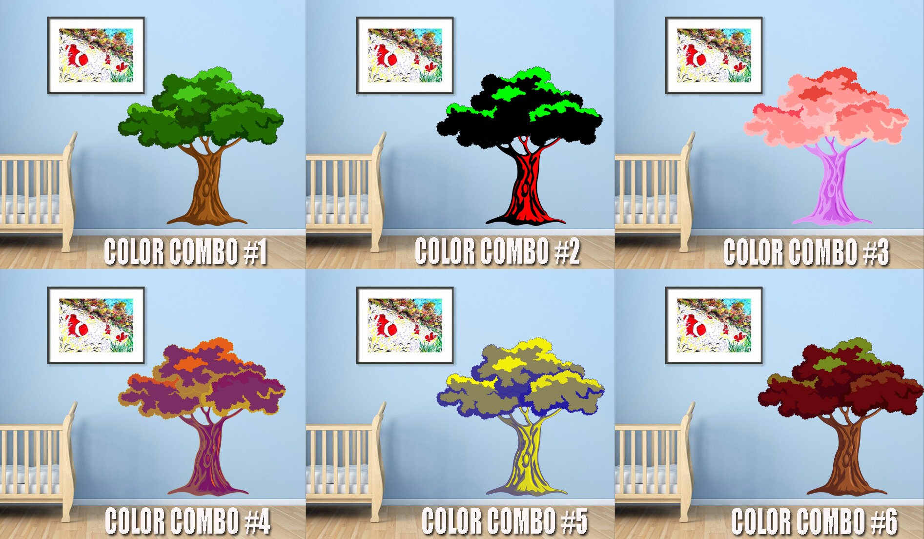 Tree Wall Decal Nursery Trees Decals Living Room Nature - Etsy