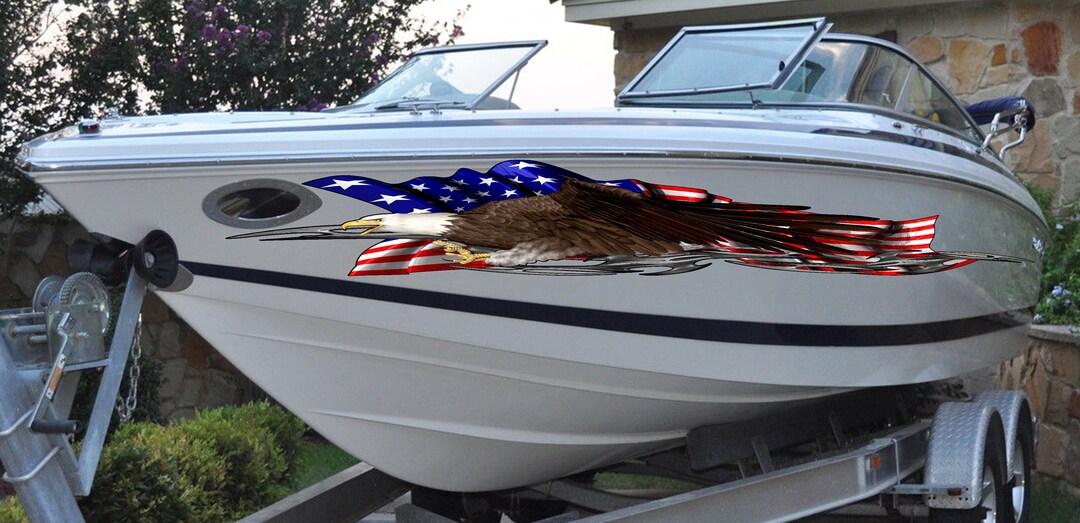 US Flag Eagle Boat Decal: Patriotic Yacht Wrap Graphic - Etsy