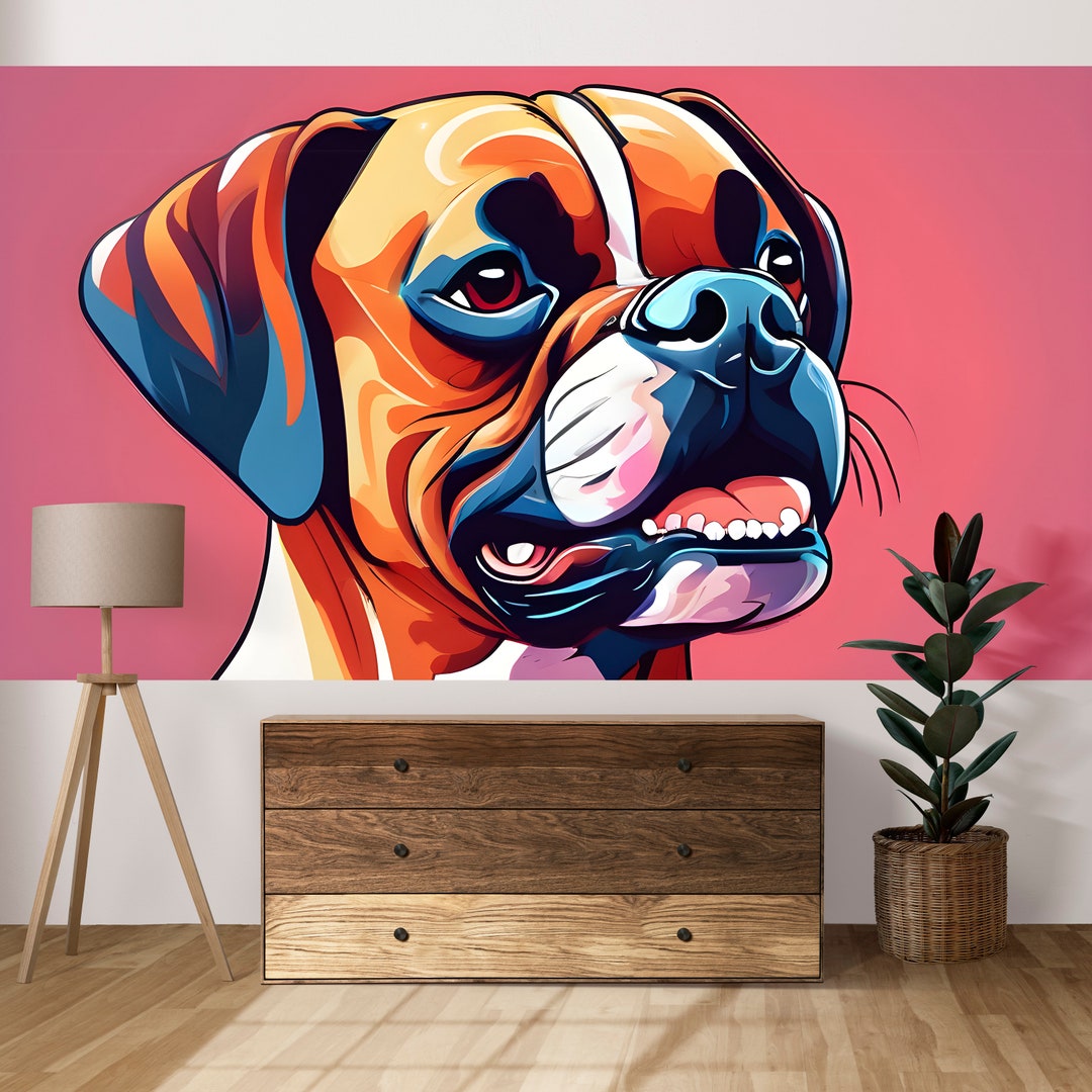 Boxer Wall Decal, Boxer Dog Wall Sticker, Dog Wall Decal, Dog Decor ...