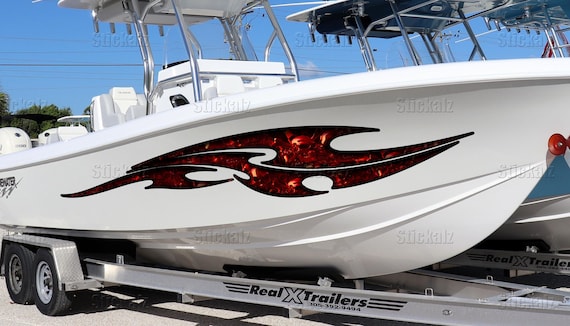 Full Color Yacht Graphics Tribal skulls boat decal Scull Ripped Metal ...